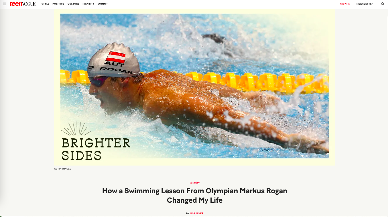 Teen Vogue: How a Swimming Lesson From Olympian Markus Rogan Changed My ...